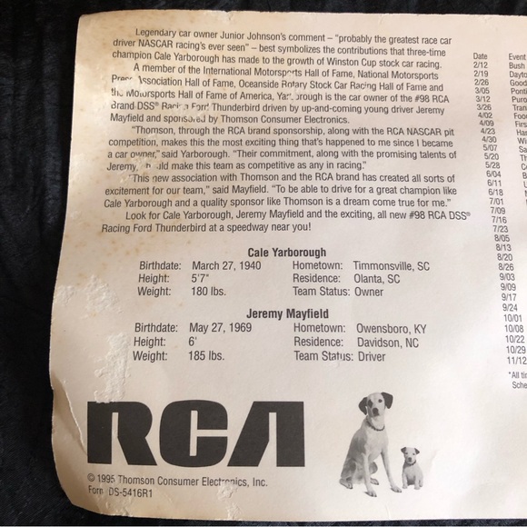 Jewelry | 1995 Autographed Jeremy Mayfield Hero Card Cale Yarborough ...